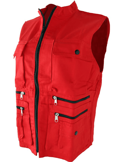 chaleco en dril rojo - Chalecos Medellin -Dotaciones